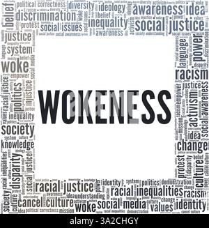 Wokeness word cloud concept. Collage made of words about wokeness ...
