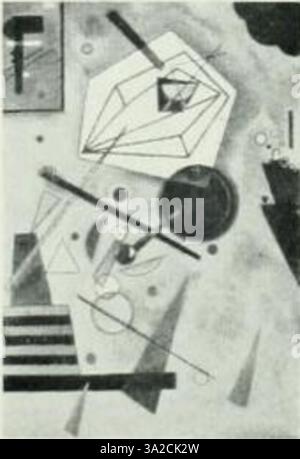 This abstract piece by Kandinsky uses geometric forms and contrasting ...