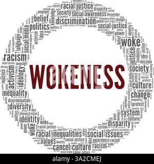 Wokeness word cloud concept. Collage made of words about wokeness ...