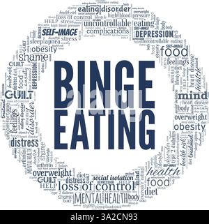 Binge Eating vector illustration word cloud isolated on a white ...