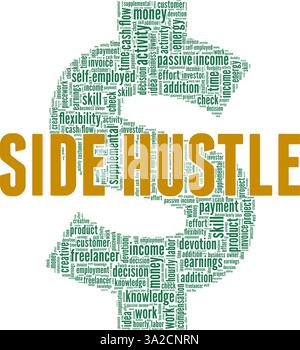 Side Hustle vector illustration word cloud isolated on a white ...