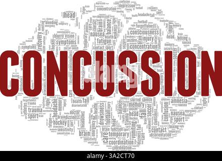 Concussion vector illustration word cloud isolated on a white ...