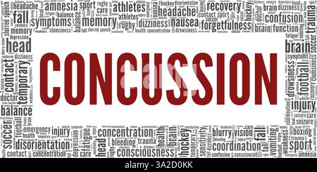 Concussion vector illustration word cloud isolated on a white ...