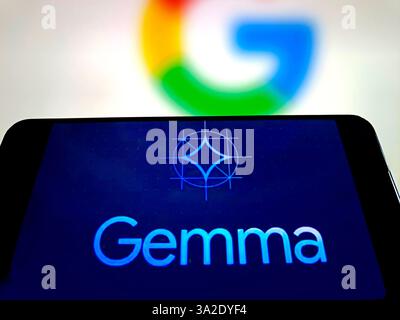 In this photo illustration a Google logo seen displayed on a smartphone ...