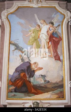 'Abraham and the Three Angels' depicts the biblical scene where Abraham ...