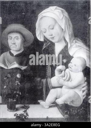 This 16th-century painting, after Joos van Cleve, depicts the Adoration ...