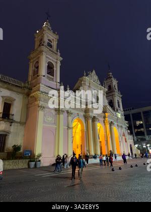 Facade of the Cathedral of Salta at night in Salta, Argentina Stock ...