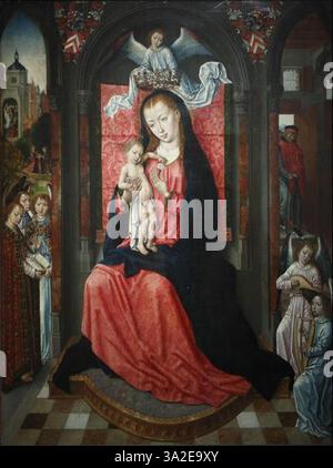 15th century musical instruments. Painting Hubert van Eyck?) showing ...