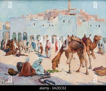 This oil painting by Renée Tourniol portrays a Marabout (religious ...