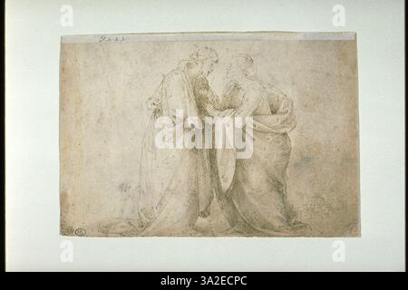 The visitation of Mary to Elizabeth. Pencil drawing Stock Photo - Alamy