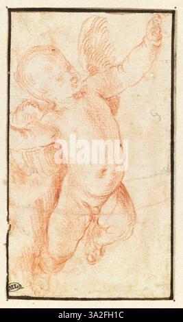 This study depicts an angel in flight with a focus on the positioning ...