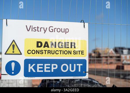 Vistry Group sign on a building site fence explaining that, CCTV is in ...