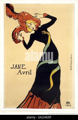 Vintage LAUTREC Jane Avril Can Can Poster Henri de Toulouse-Lautrec ...