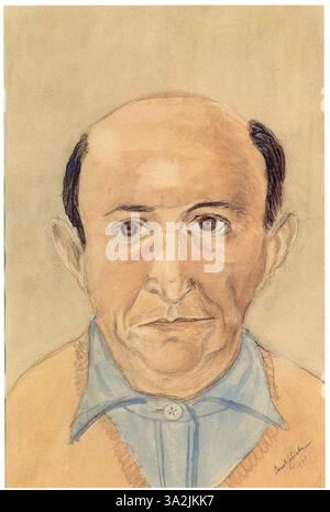 This artwork presents a portrait of Arnold Schoenberg, an Austrian ...
