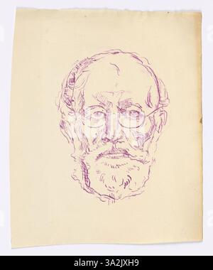 'Selvportrett med skjegg og briller' (Self-portrait with Beard and ...