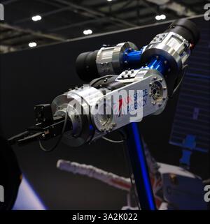 UK Space Agency robotic arm on display at Space-Comm Expo in ExCeL ...