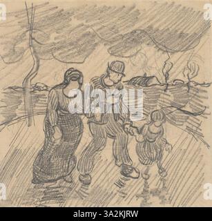 A Vincent van Gogh sketch depicting a rural landscape, emphasizing ...