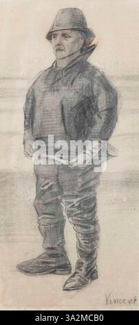 This drawing by Vincent van Gogh depicts the head of a man wearing a ...