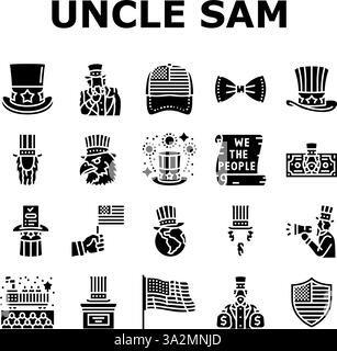 uncle sam patriotism propaganda icons set vector Stock Vector Image ...