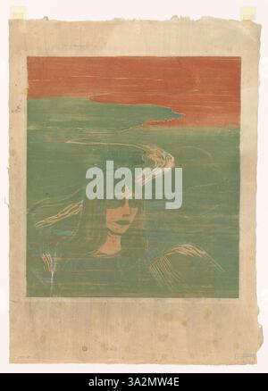 Edvard Munch Womans Head against the Shore (1899), oil, Symbolism ...