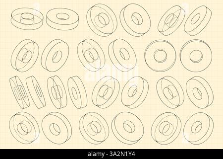 Mechanical engineering drawings on sepia background. Cutter, assembly ...