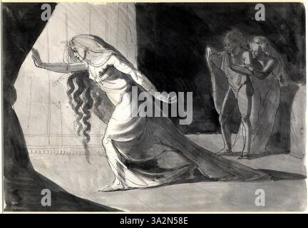 This drawing illustrates the scene from Act II, Scene 2 of *Macbeth ...