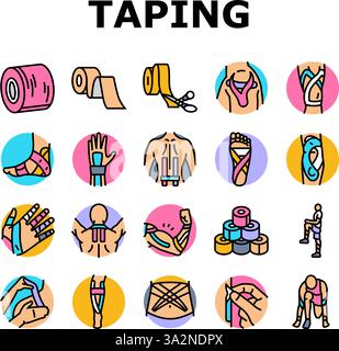 kinesio taping kinesiology icons set vector Stock Vector Image & Art ...