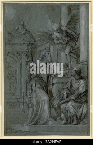 'Angel Appearing to Zacharias' is a religious painting depicting the ...