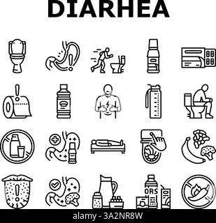 diarrhea causes icons set vector Stock Vector Image & Art - Alamy