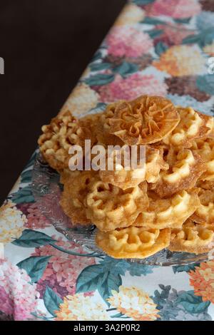 Carnival Flowers, a typical Galician dessert. Pan-fried flowers on a ...