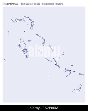 Bahamas plain country map. High Details. Solid Regions style. Shape of ...