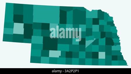 Map of Nebraska with counties. Just a simple state border map with ...