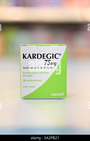 illustration of a box of Kardegic and Aspegic in a Paris pharmacy on ...