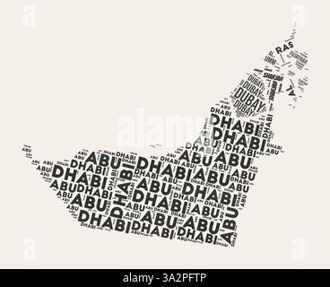 United Arab Emirates Regions Word Clouds. Bright neon style design on a ...