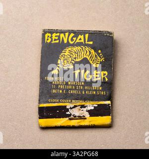 Bengal Tiger,1960's matchbook matchbox Stock Photo - Alamy
