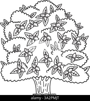 Pecan Tree Fruit Plant Coloring Page for Kids Stock Vector Image & Art ...
