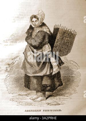 Costume of a Scottish fishwife, 19th century. Handcoloured lithograph ...