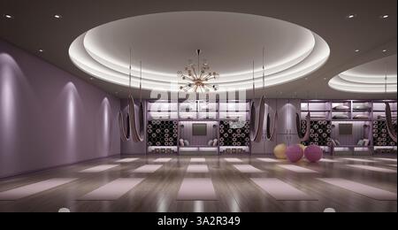 3d render gym yoga fitness center Stock Photo - Alamy