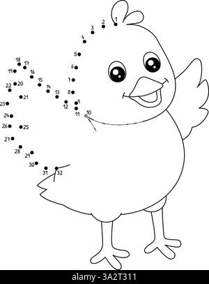 Dot to Dot Chicken Animal Isolated Coloring Page Stock Vector Image ...