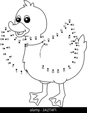 Dot to Dot Duck Animal Isolated Coloring Page Stock Vector Image & Art ...