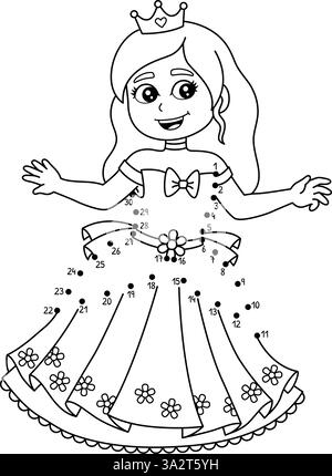 Dot to Dot Princess Crown Isolated Coloring Page Stock Vector Image ...