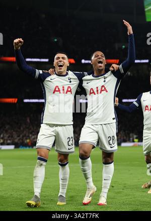 Wilson Odobert of Tottenham Hotspur celebrates after he scored for 3-1 ...