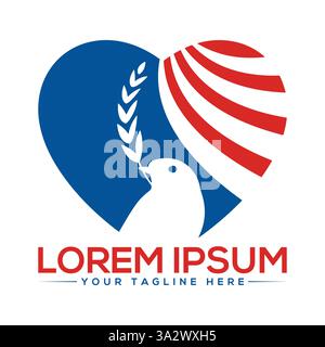 American Flag with Love combine logo design Stock Vector Image & Art ...