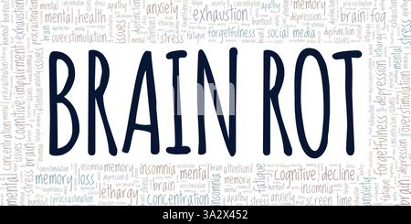 Brain Rot word cloud conceptual design isolated on white background ...