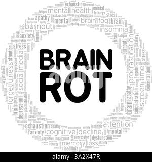 Brain Rot word cloud conceptual design isolated on white background ...