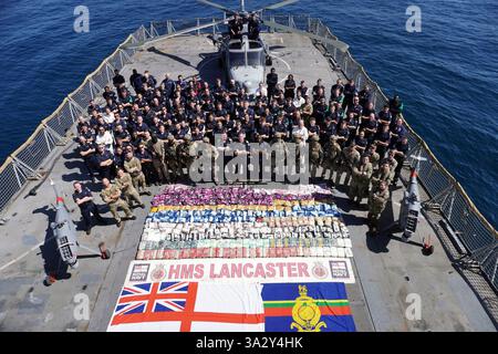 Handout photo issued by the Ministry of Defence of US cargo ship USNS ...