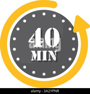 40 minutes on stopwatch icon in flat style. Clock face timer vector ...