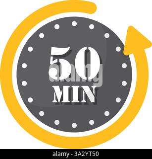 50 minutes on stopwatch icon in flat style. Clock face timer vector ...