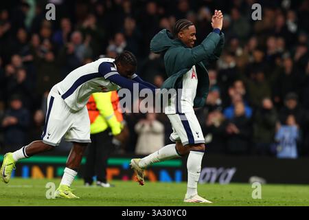 Wilson Odobert of Tottenham Hotspur celebrates after he scored for 3-1 ...