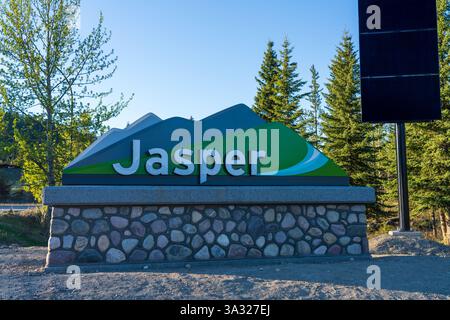 Welcome to Jasper Town Sign Amidst Scenic Canadian Rockies. Jasper ...
